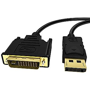 VANDESAIL DVI to Displayport Cable, 10 Feet DP to DVI Gold Plated Adapter Cord, Compatible with PC, Laptop, HDTV, Projector, Monitor and More (10 Ft, Black)