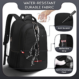 XJ-HOME Travel Laptop Backpack Anti Theft Water Resistant Backpacks School Computer Bookbag with USB Charging Port for Men Women College Students Fits 17.3 Inch Laptop Black