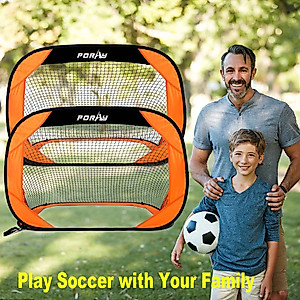 porayhut 4FT Pop Up Kids Soccer Goal and Ball Sets Portable Soccer Net for Training Easy Assembly with Compact Carrying Bag Gift Idea for Toddlers with Pump and 8 Stakes