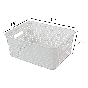 Xowine White Plastic Storage Basket, Set of 6