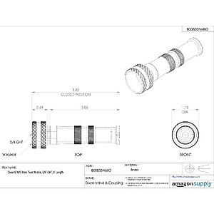 Dixon BTN75 Brass Twist Nozzle, 3/4" GHT, 4" Length