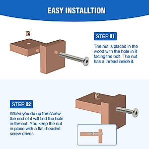 Socell 61pcs Crib Bunk Bed Furniture Hardware Replacement Kit, Stainless Steel Hex Drive Socket Cap Furniture Barrel Screws Bolt Nuts Assortment Kit for Crib Screws with 1 Wrenches(M6x12mm-75mm)