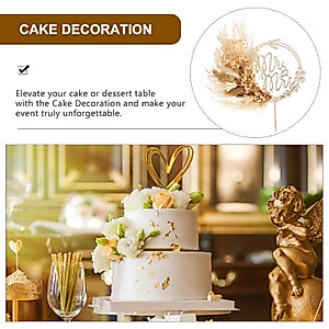 Luxshiny Boho Cake Topper Decorations Pampas Grass Flower Wreath Hoop Cake Topper for Wedding Bridal Baby Shower Birthday Party Supplies