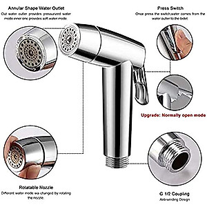 Handheld Bidet Sprayer Toilet Bathroom with Wall Bracket Hose Set, Closestool, Squatting Pan, Water Flower, Floor Cleaning Cloth Diaper for Bathroom Hygiene 3 Set (Note: linker not Included)