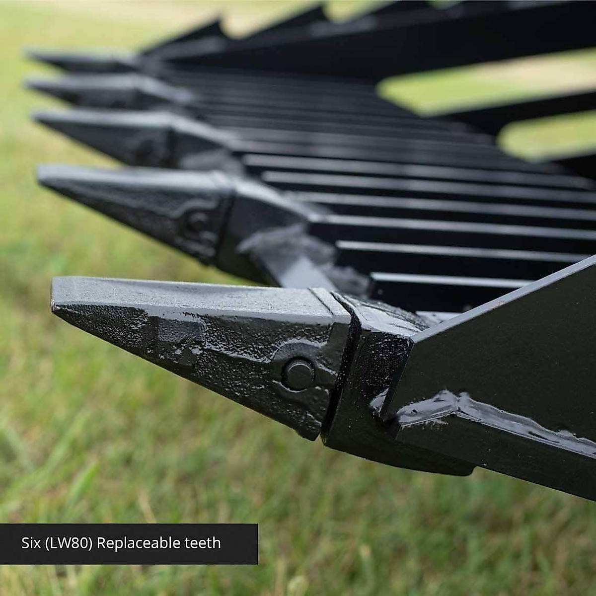 Titan Attachments 72-in Fine Grade Rock Grapple Skeleton Rake with Teeth, Universal Skid Steer Quick Tach