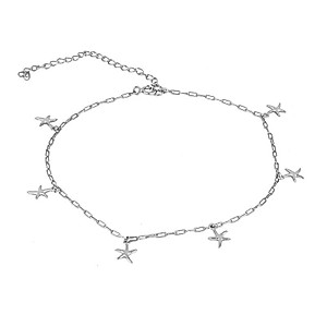 925 silver fashion jewelry anklets summer starfish charm pendant gold plated anklets women, 9-11inches (gold)