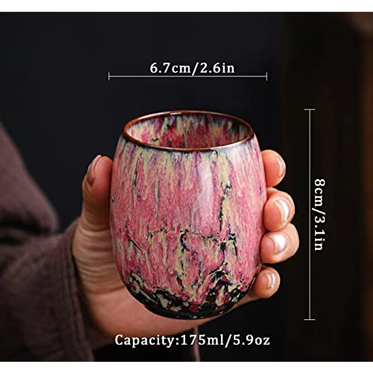 CteaTs Chinese/Japanese Style Ceramic Tea Cup Set Coffee Mug Asian Kung Fu Teacups Ceramic Yerba Mate Cup Set(5 Pack)