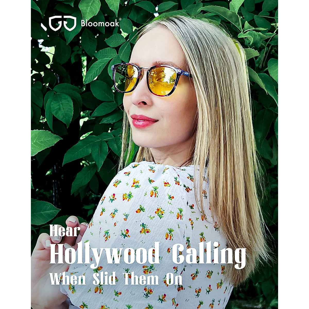 Bloomoak Night Driving Polarized Glasses for Women, Trendy Retro Fashion Glasses, Anti Glare/UV 400 Protection(flower/yellow)