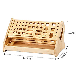 ESYTEOOT Bamboo Screwdriver Organizer Rack Tools Desktop Hand Tool Stand and Repair Tool Storage Holder