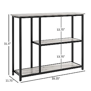 HOMCOM 39" Console Table, Modern Sofa Table with 2 Storage Shelves, Steel Frame, Narrow Entryway Table for Hallway, Gray