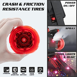 【2023 Latest Model】Remote Control Car, RC Cars with Electromagnetic Light-up Tires, 2.4Ghz 360° Rotating and Tumbling RC Stunt Car with Music&Simulated Engine Sound,Toy Car for Boys 4-7,8-12,Xmas Gift