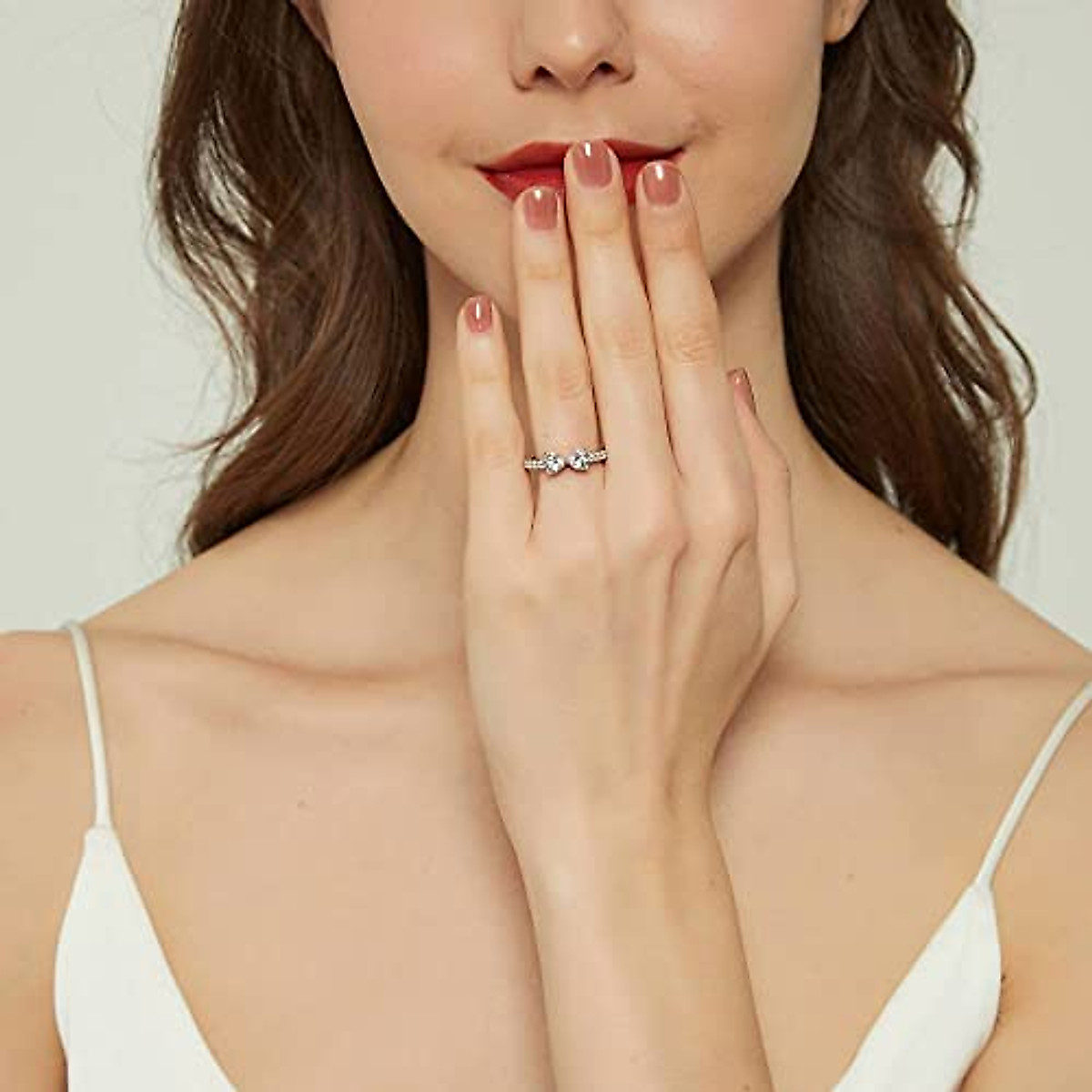 BERRICLE Sterling Silver Bow Tie Cubic Zirconia CZ Heart Fashion Ring for Women, Rhodium Plated Size 7