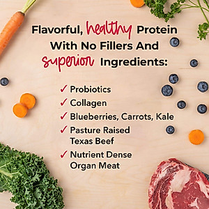 iHeartDogs Dog Food Topper - Freeze-Dried Raw Dog Food Seasoning - Grain Free Superfood Meal Mixer (Beef, 8 Ounce)