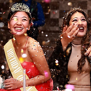 AOPRIE Birthday Tiara for Women Gold Birthday Queen Sash & Headband Happy Birthday Tiara and Crown for Women Rhinestone Crystal Decor