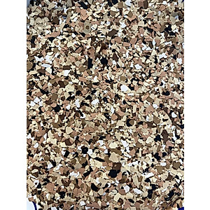 5 Lbs Of Sddltan Beige, Browns, Tan, Peach, Black and White Chips/Flakes in 1/4 Size. Epoxy Garage Floor Coating.