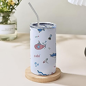 JYLJINGYULI 6pcs 12 oz Sublimation Tumblers Blanks, 12oz Sublimation Tumbler Cups Blank for Kids Bulk, Straight Skinny Insulated Cup Stainless Steel Water Bottle with Lid and Straw for Craft DIY