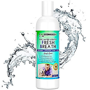 Vet Recommended Dog Breath Freshener Water Additive for Pet Dental Care - All Natural - Works to Solve The Cause of Bad Dog Breath. Add to Pet's Drinking Water - Made in USA (16oz/473ml)