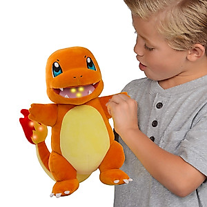 Pokemon Pokémon 10" Flame Action Charmander Plush - Interactive w/Lights & Fire Sounds - Light Up Tail & Mouth w/Sound Effects & Voices - Officially Licensed Gift for Kids, Boys, Girls - Ages 4+