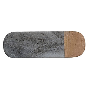 Creative Co-Op Modern 2-Tone Marble and Wood Serving, Black and Natural Cheese/Cutting Board, Gray