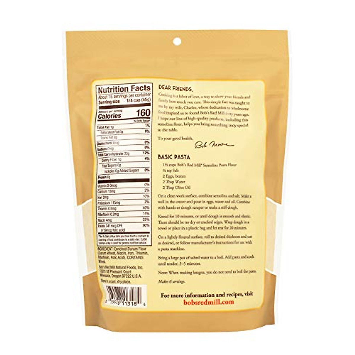 Bob's Red Mill Semolina Pasta Flour, 24-ounce (Pack of 4)