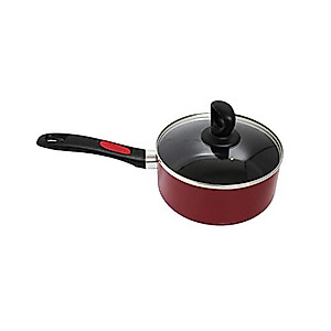 Mirro A79624 Get A Grip Aluminum Nonstick Saucepan with Glass Lid Cookware, 3-Quart, Red
