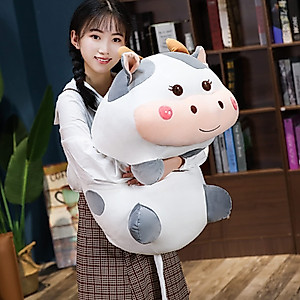 Litence Weighted Cow Stuffed Animals, 19.7in 5lbs Weighted Cow Plush Toy Soft Cow Plush Body Pillow Gifts for Boys Girls