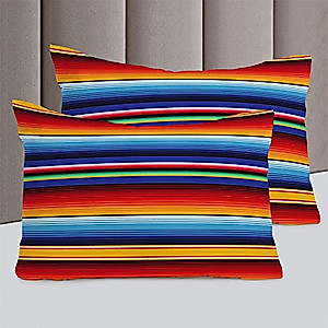 Twin Comforter Covers Sets Colorful Mexican 4 Piece Duvet Cover Set Lightweight Microfiber Soft Bedding Set for Adult Teen, Red Orange Blue Tribe Ethnic