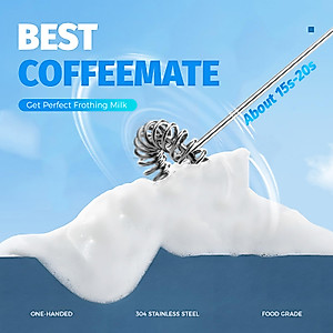 Laposso Magnetic Base Milk Frother Wand with Stand Battery Operated (not incl.) Handheld Electric Matcha Whisk Drink Mixer for Coffee, Latte, Hot Chocolate Gifts for Men Women Mom (Silver)