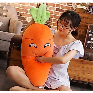 JOSON Orange Imitation Carrot Pillow, Children's Sleeping Pillow Doll, Plush Toy pad, Used for Bedroom, Sofa and Office Decoration （17.7inch）