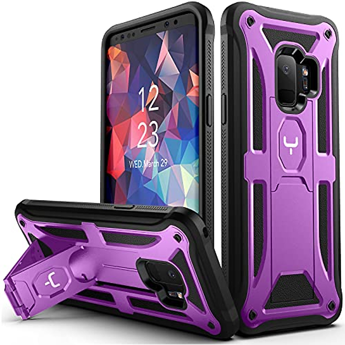 YOUMAKER Designed for Galaxy S9 Case (NOT Plus), Slim Fit Heavy Duty Rugged Protective Case with Kickstand for Samsung Galaxy S9 5.8 inch - Purple