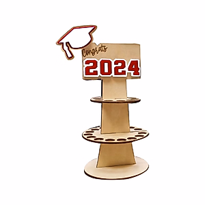 2024 Graduation Gift Money Holder 2024 Graduation Greeting Cards Double Layer Cash Holders with 25 Holes Unique Cash Gift Ideas for Organizer Wooden Graduation Holder Congratulation Card Rack