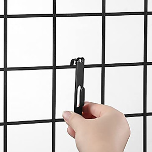 25 Pcs Black Notch Hook for Wire Grid Wall Picture Hook Metal Display Hook Hanger Utility Notch Grid Wall Hangers Grid Wall Accessories for Photo Frame Painting Arts Center Grid Panel