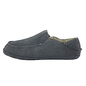 Clarks Mens Suede Slipper With Collapse Heel and Twin Gore JMH2043 - Warm Plush Faux Sherpa Lining - Indoor Outdoor House Slippers For Men (12 M US, Grey)