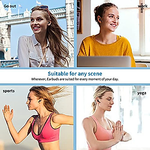 Tiny Wireless Earbuds Bluetooth Wireless Headphones 5.0 IPX5 Waterproof HiFi Stereo Noise Reduction Cordless Bluetooth Earbuds for Small Ears LED Display USB-C Black Earbuds for iPhone Android