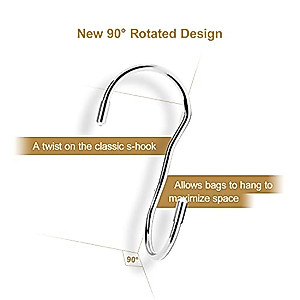 PUPINGPIG Purse Hangers for Closet 10 Pack Bag Hooks, Twist Design S Metal Hanger Hooks for Bag, Large Size Closet Rod Hooks for Hanging Handbags, Purses, Belts, Scarves, Hats, Clothes (Silver)