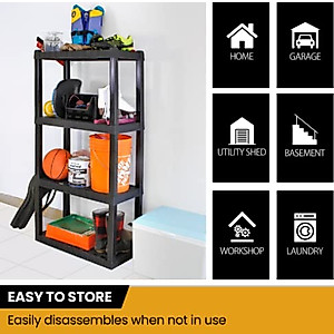 4-Shelf Adjustable, Heavy Duty Storage Shelving Unit (150 lbs Loading Capacity per Shelf), Organizer Rack, Black 56" H x 14" D x 30" W