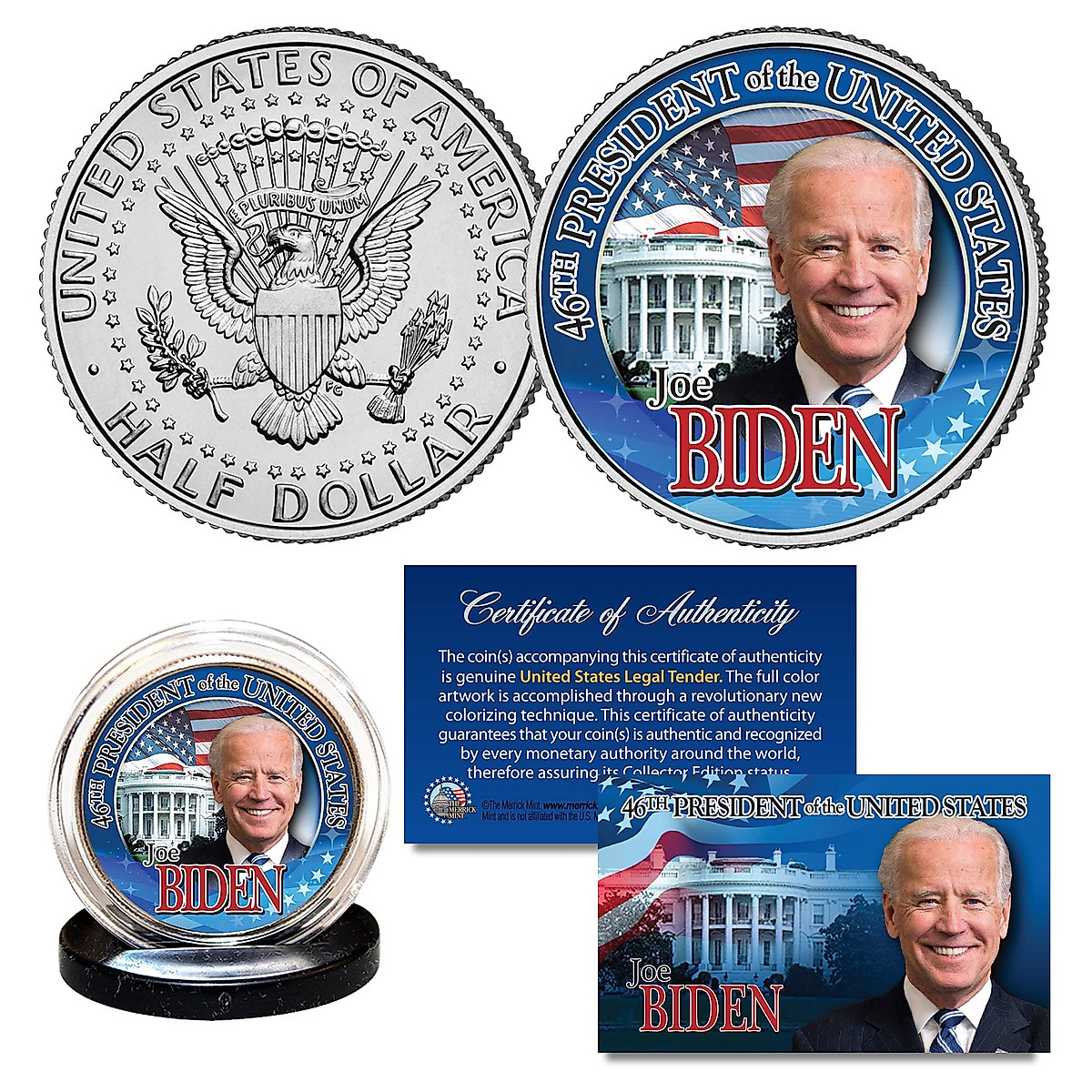 Merrick Mint Joe Biden 46th President of The U.S. Official JFK Half Dollar Coin White House