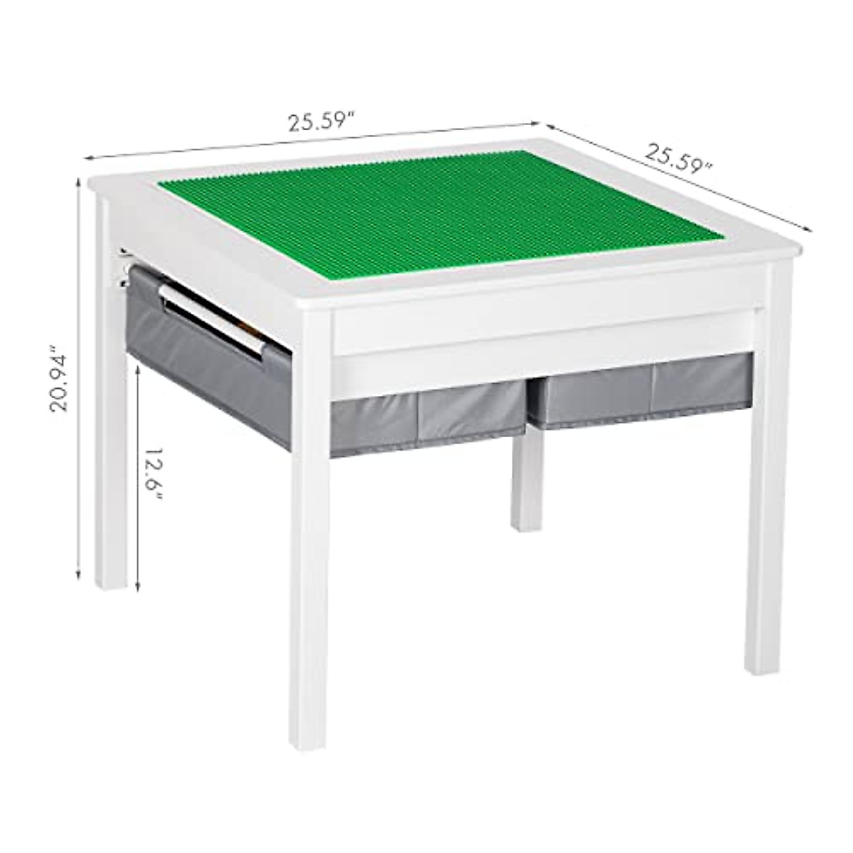 UTEX 2 in 1 Kids Construction Play Table with Storage Drawers and Built in Plate (White)