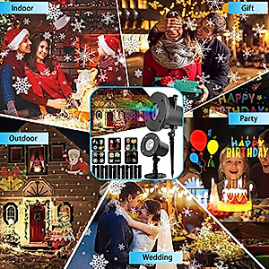 Christmas Projector Lights,Waterproof IP65 Holiday Lights Projector Lawn Projector Lamp Snowstorm Landscape Spotlight Show with 6 PCS Pattern Card for Indoor Outdoor Garden Lawn Birthday Decoration