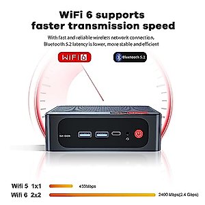 Beelink SER5 Mini PC, Mini Computers with AMD Ryzen 5 5560U, 6C/12T, 16G DDR4+500GB NVMe M.2 2280 SSD, 1000Mbps, WiFi 6, BT 5.2, DP, HDMI, Type-C