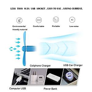 FINENIC Mini USB Fan.Personal Portable Pocket Fan.Mini fan For mini humidifier/Power Bank/Library/Cinema/Office/Outdoor Traveling/Camping/Fishing【4 PACK 】 Black