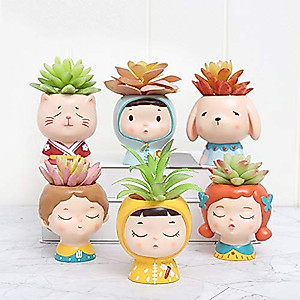 MileHouse Cartoon Figure Plants Planter Pot, Desktop Decorative Ceramic Flower Pot, Handicraft Bonsai Planters 6