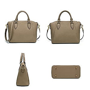 Satchel Handbags For Women Genuine Leather Shoulder Tote Handbags With Adjustable Strap (Grey)