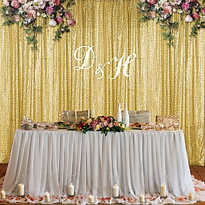 Sugargirl Gold Sequin Backdrop Curtain 4 Panels 2FTx8FT Glitter Gold Background Drapes Sparkle Photography Backdrop for Party Wedding Birthday Wall Decoration