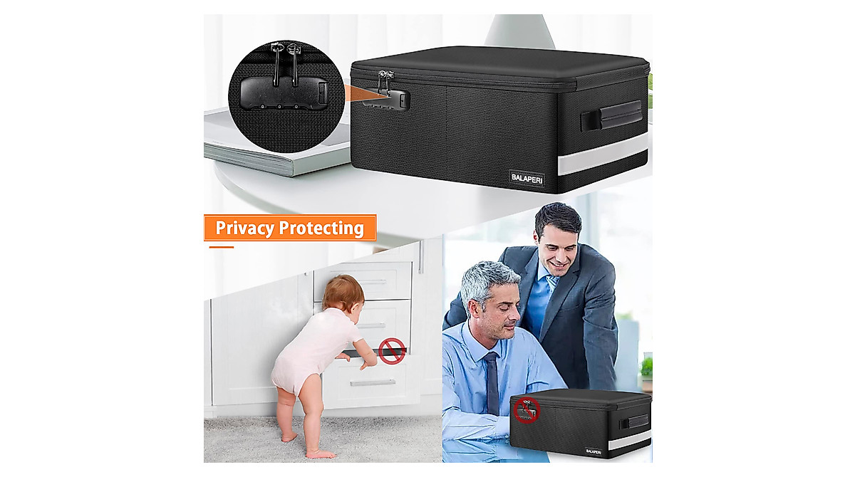 Fireproof Photo Organizer Box with Lock and 16 Photo Cases