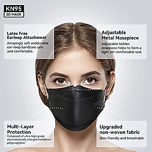 Keangs KN95 Face Masks 100 Pack, Breathable Protective Disposable Mask For for Adults And Teens, Black
