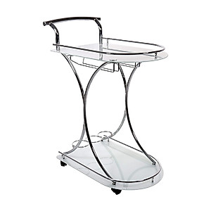 Coaster Home Furnishings Elfman 2-shelve Serving Cart Chrome and White