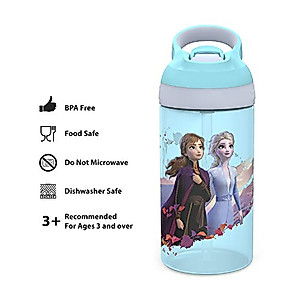 zak! Disney Frozen 2 - 5-Piece Dinnerware Set - Durable Plastic & Stainless Steel - Includes Water Bottle, 8-Inch Plate, 6-Inch Bowl, Fork & Spoon - Suitable for Kids Ages 3+