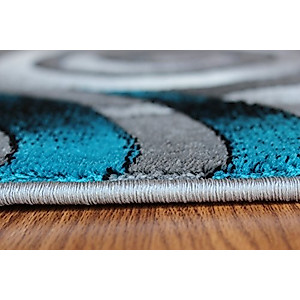 Masada Rugs, Turquoise Grey Modern Contemporary Woven Area Rug, Hand Carved (5 Feet X 7 Feet, Turquoise)