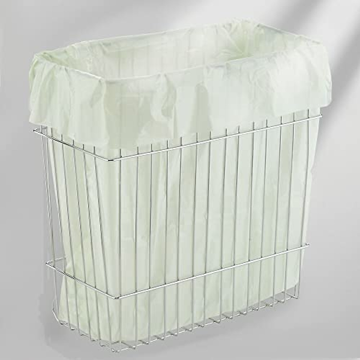 mDesign Metal Wall Mount Kitchen Storage Organizer Basket Bin/Trash Can - For Bags, Tin Foil, Wax Paper, Saran Wrap - Hardware Included - Solid Steel - Chrome